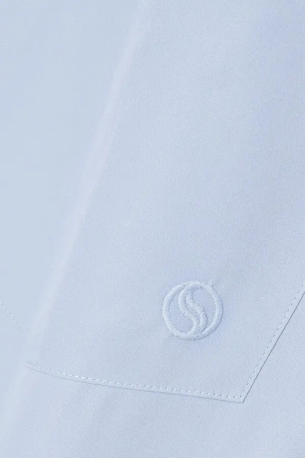 Stella Mccartney Asymmetric Cotton-Poplin Shirt Dress - Sky Blue